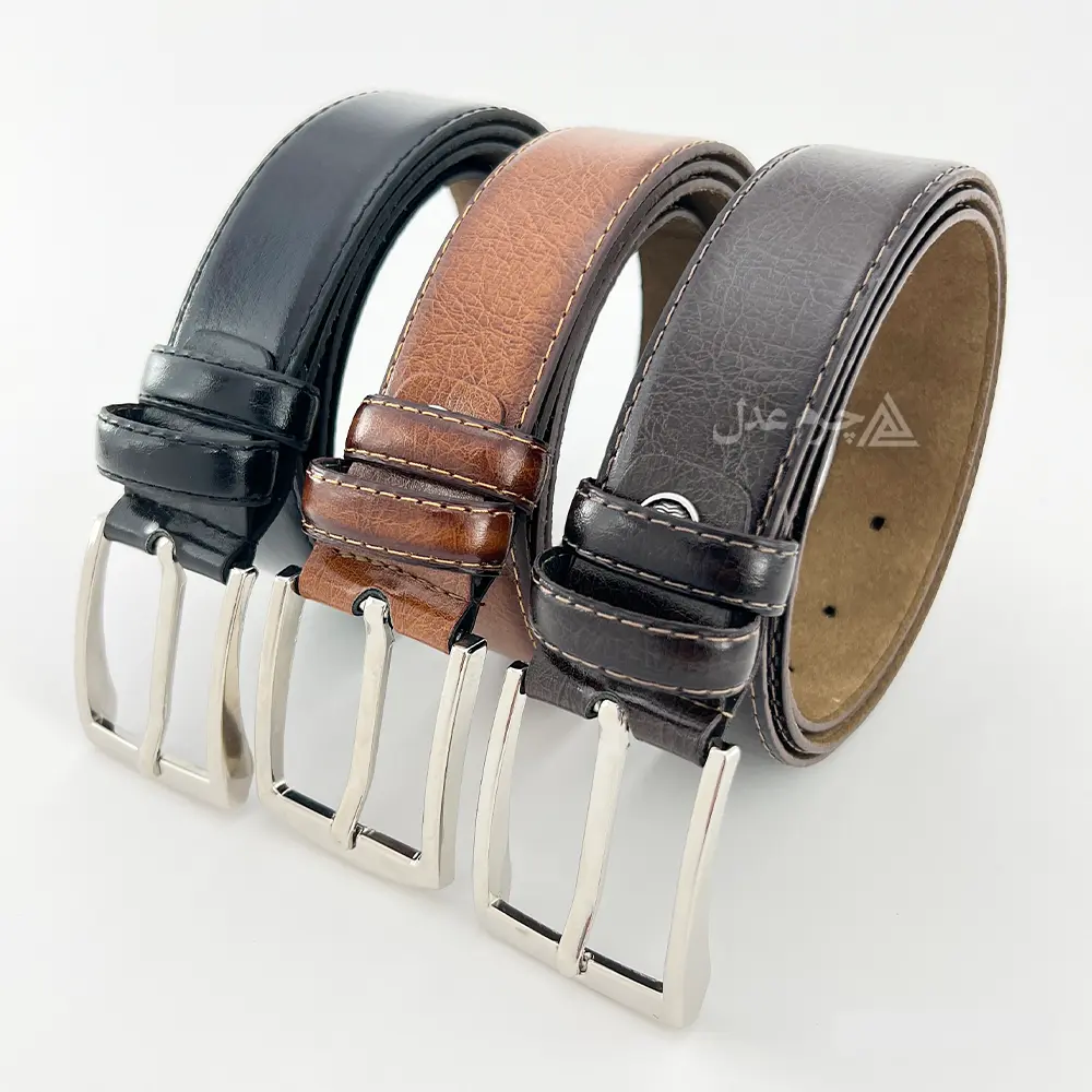 کمربند RABO چرم مصنوعی 3.5 سانت کلاسیک کد R305 - چرم عدل | پخش عمده کمربند